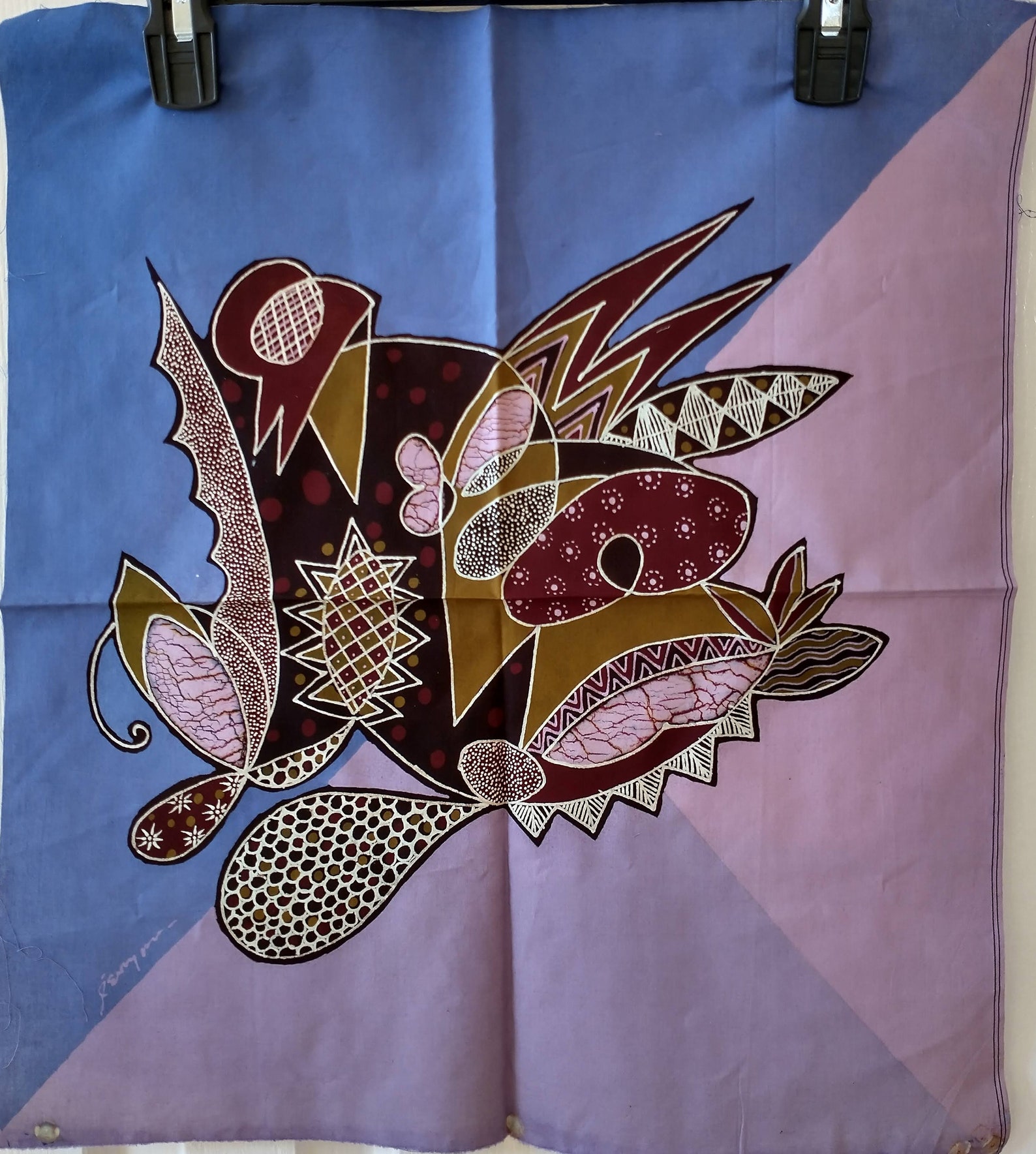 Vintage Batik Fabric Art Panels, 18"x18" Panels, Signed Art Fabric ...