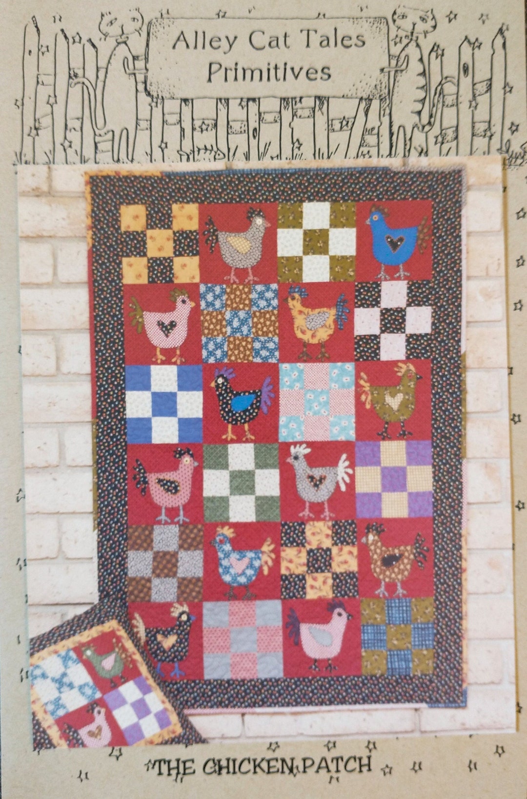Chicken Patch Quilt & Pillow Pattern: Alley Cat Tales Primitives - Etsy