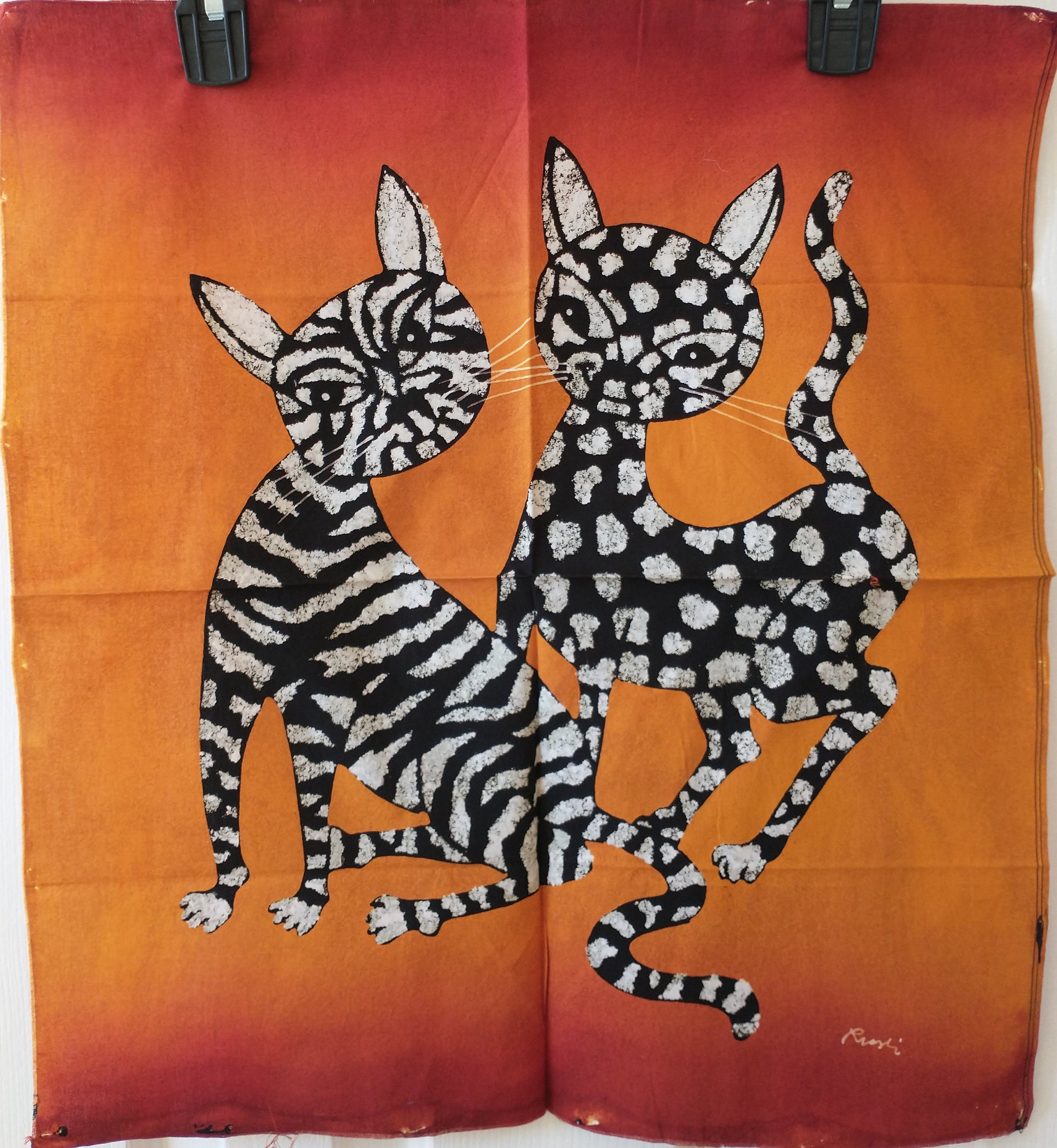 Vintage Batik Fabric Art Panels, 18"x18" Panels, Signed Art Fabric ...