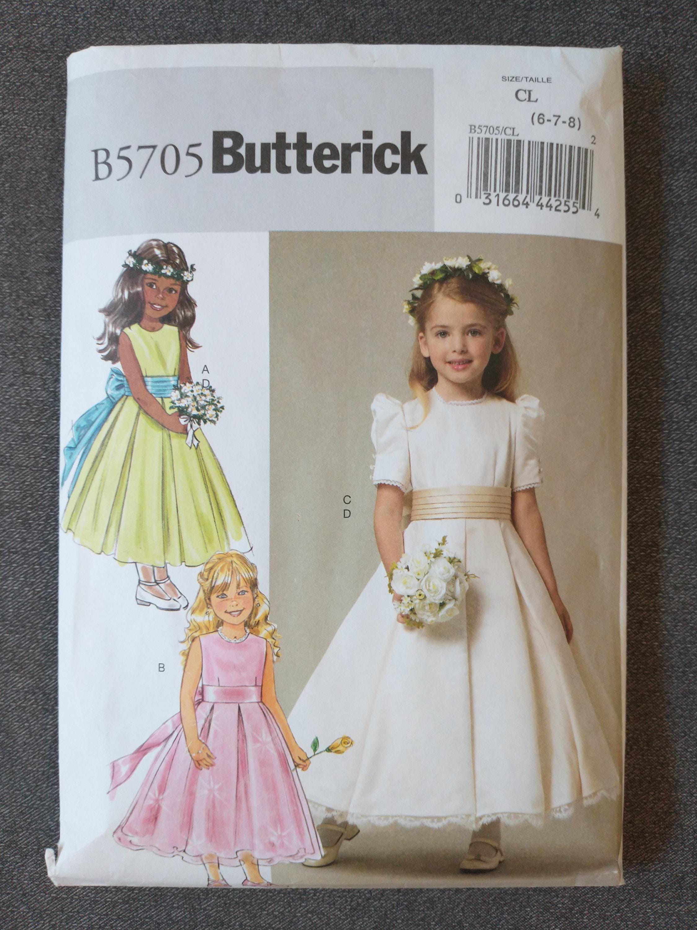 Rare Butterick 5705 Girl's Dress Pattern: Royal Wedding Flower Girl ...
