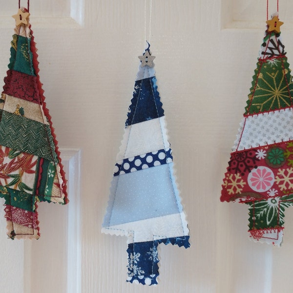 Fabric Christmas Tree Ornaments - Etsy
