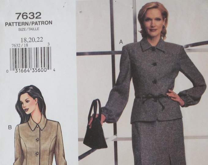Vintage Vogue 7632 Sewing Pattern: Misses' Top and Skirt, Size 18-22 ...