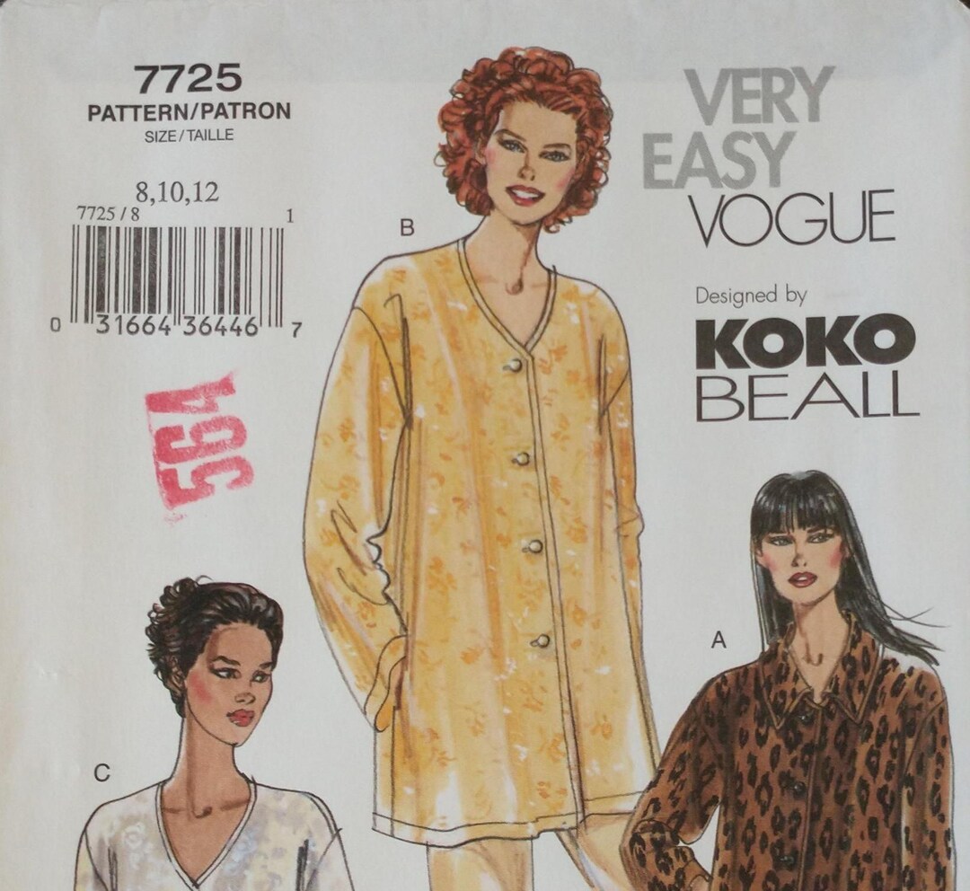 Vintage Vogue 7725 Sewing Pattern: Misses' Top, Size 8-12, Uncut - Etsy