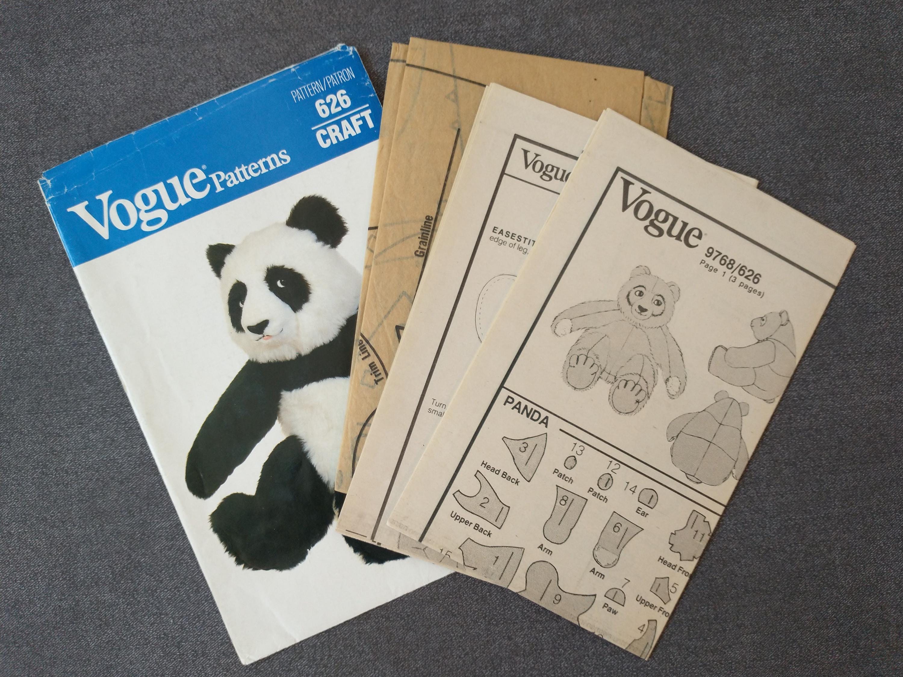 Vintage Vogue Pattern 626, Vogue Craft Patterns, Stuffed Panda ...