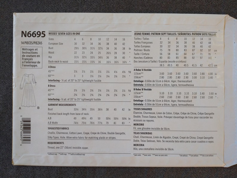 New Look N6695 Dress Pattern: Pleated Skirt, Shirred Sleeves, Size 4-16 ...