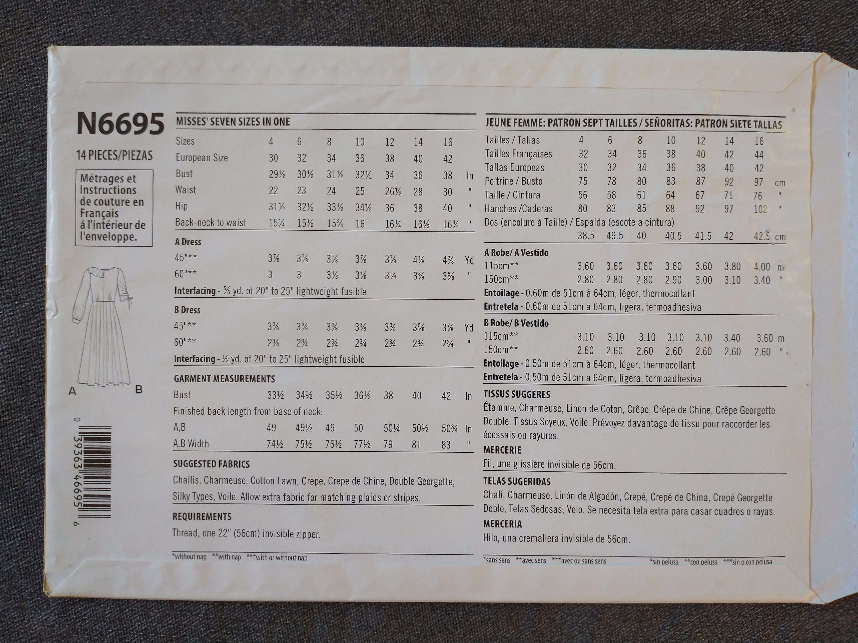 New Look N6695 Dress Pattern: Pleated Skirt, Shirred Sleeves, Size 4-16 ...