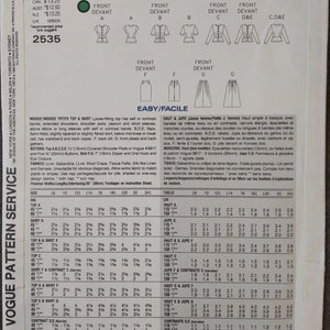 VINTAGE Misses' Top and Skirt Pattern, Vogue's Basic Design, Vogue 2535 ...