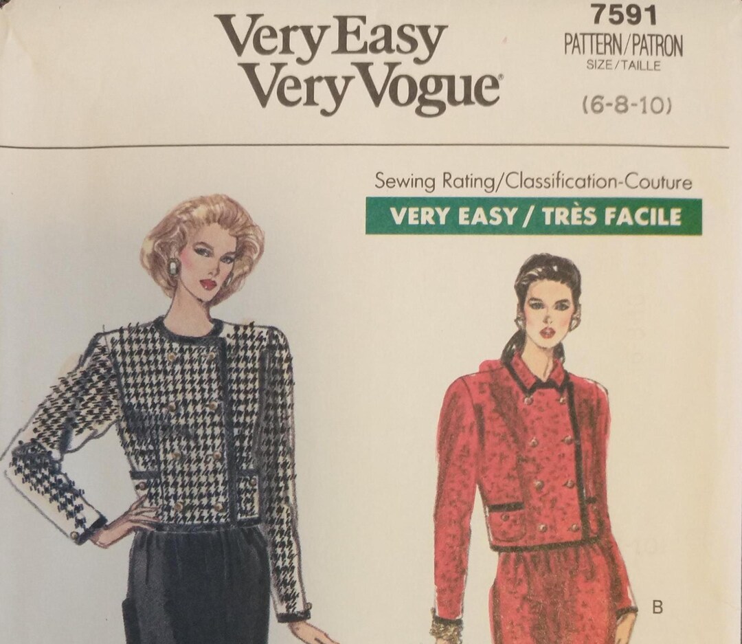 Vintage Misses'/misses' Petite Jacket and Skirt Pattern, Vogue 7591 ...