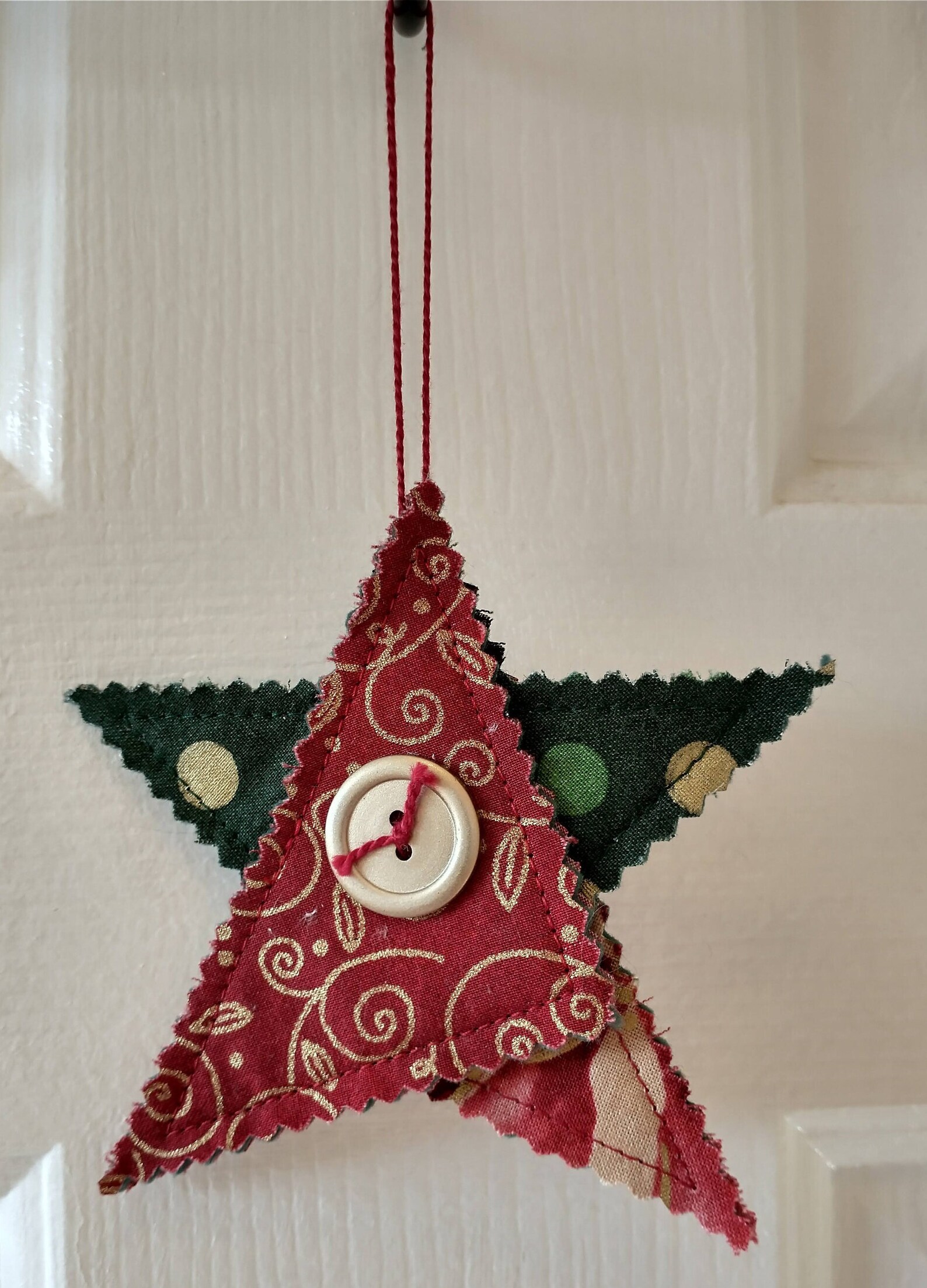Handmade Quilted Fabric Star Christmas Tree Ornament, 5 Pointed Star ...