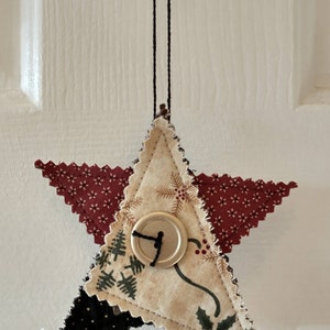 Handmade Quilted Fabric Star Christmas Tree Ornament, 5 Pointed Star ...