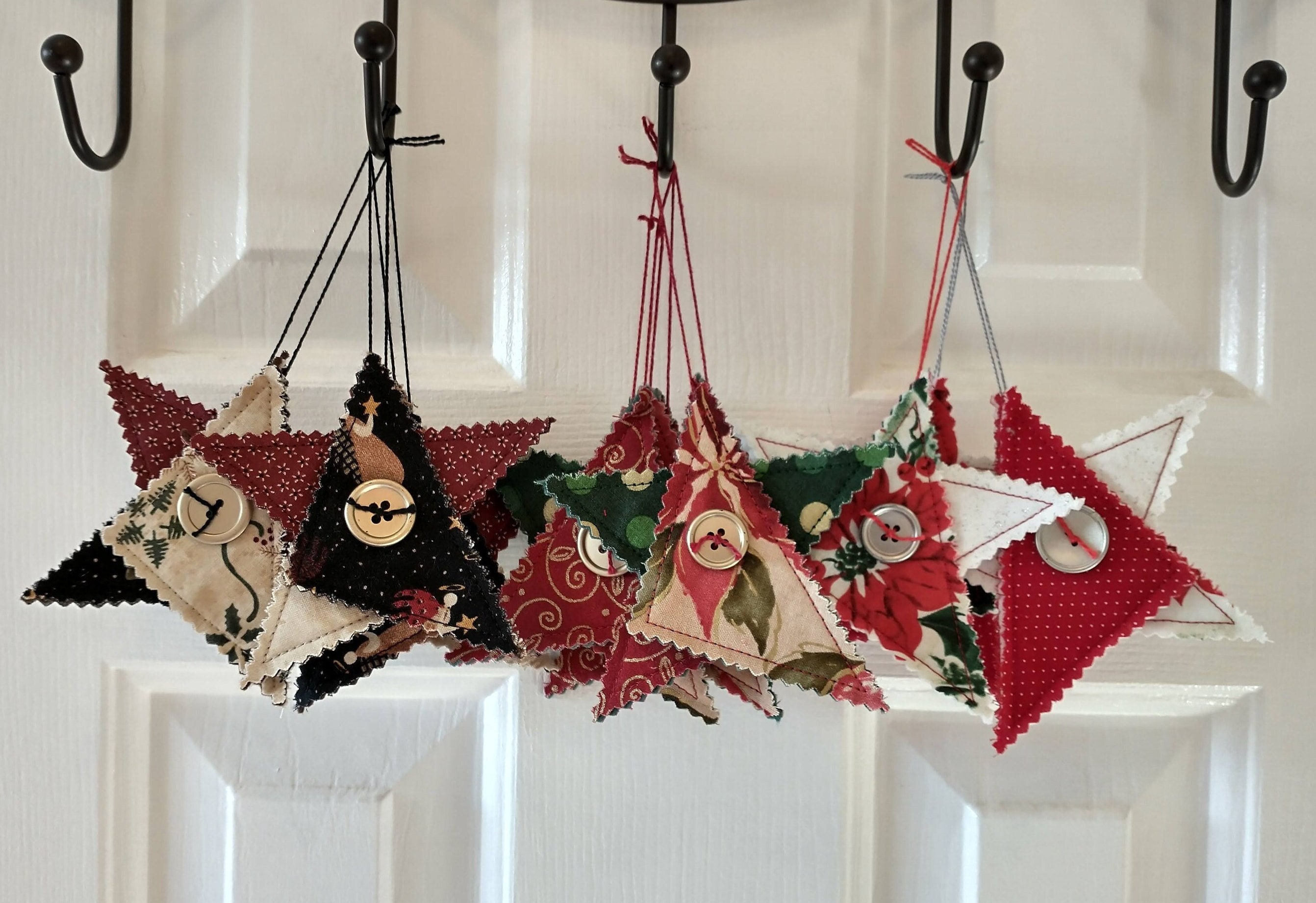 Handmade Quilted Fabric Star Christmas Tree Ornament, 5 Pointed Star ...