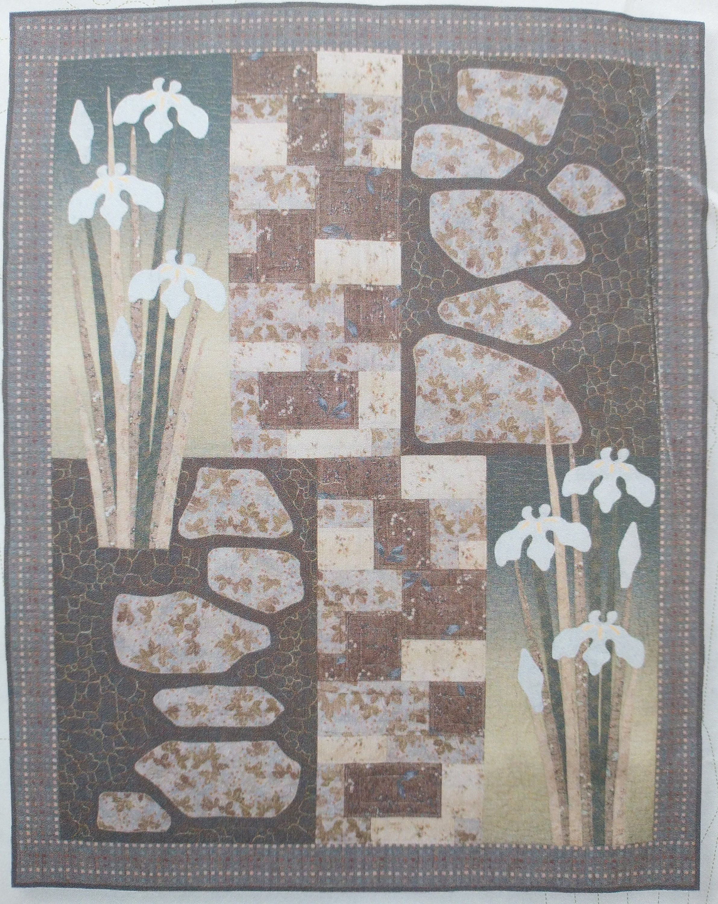 Iris Pathway Quilt Pattern by Helene Knott, 2007, 48" X 62" Wall ...