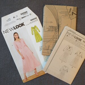 New Look N6695 Dress Pattern: Pleated Skirt, Shirred Sleeves, Size 4-16 ...