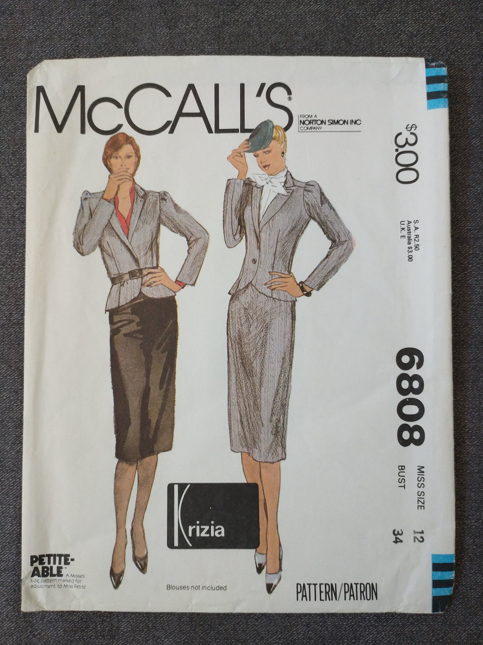 Vintage Misses' Mccall's 6808 Pattern, Krizia, Petite-able, Misses ...