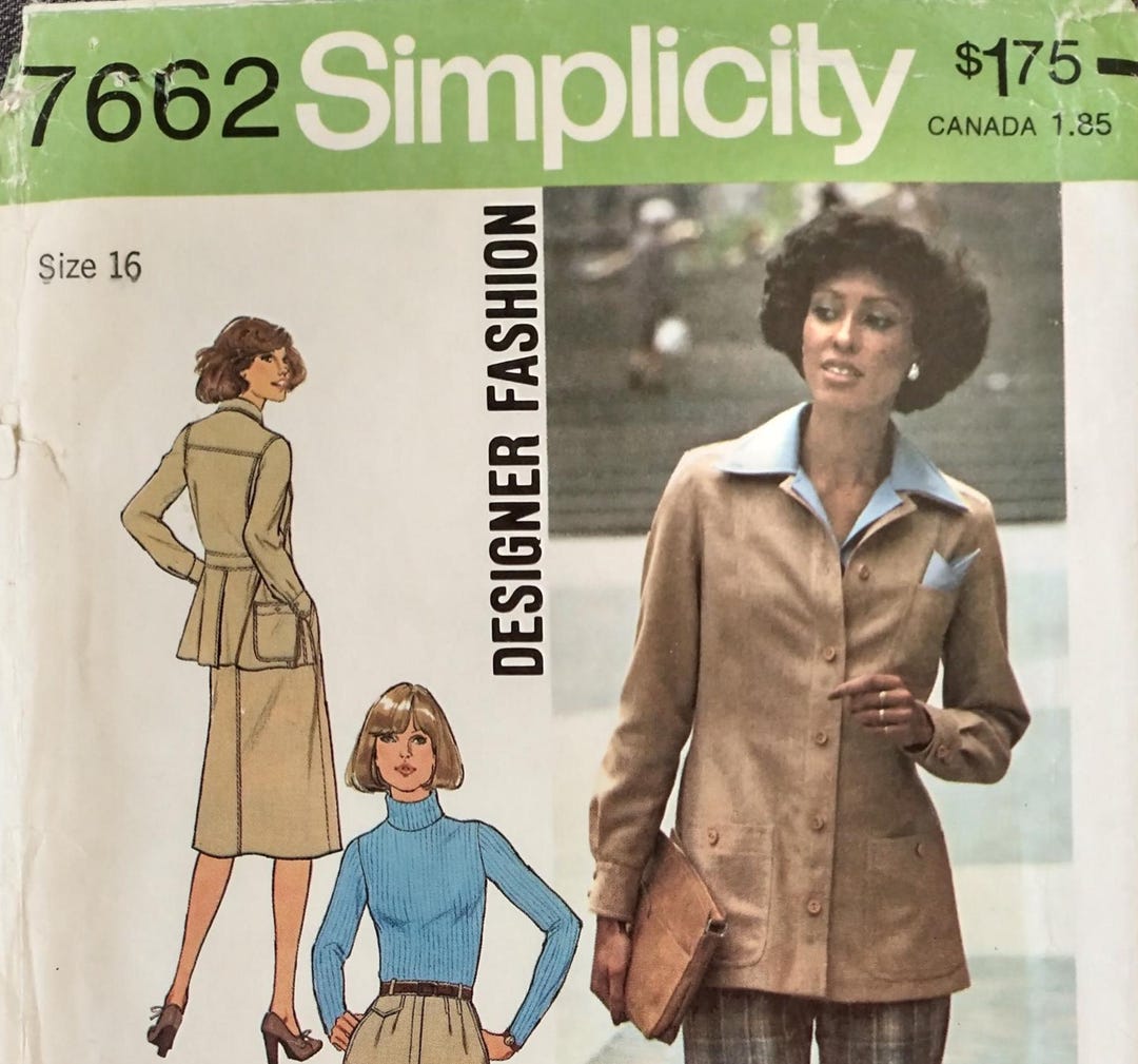 VINTAGE Misses' Jacket, Skirt and Pants Pattern, Simplicity 7662 ...