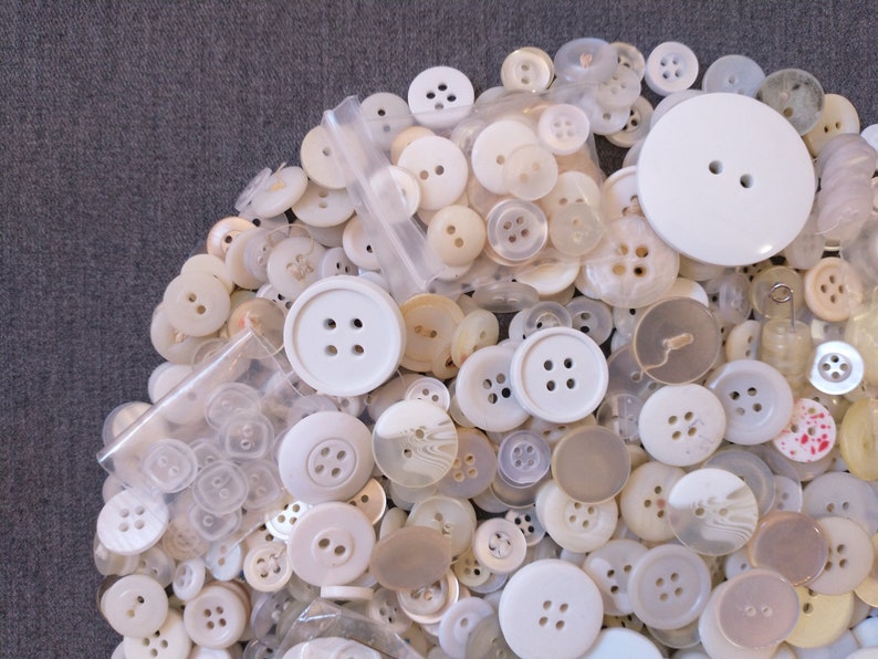 Vintage White Buttons, Choice of Two Lots of 400+ Buttons Each, White ...