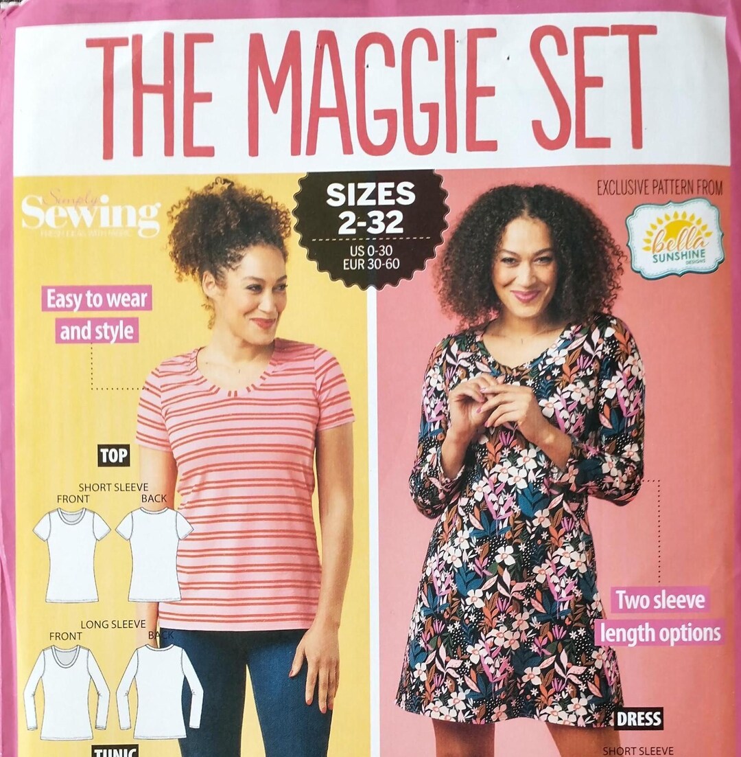 Maggie Set Sewing Pattern: Top, Tunic & Dress - Size 0-30 - Etsy