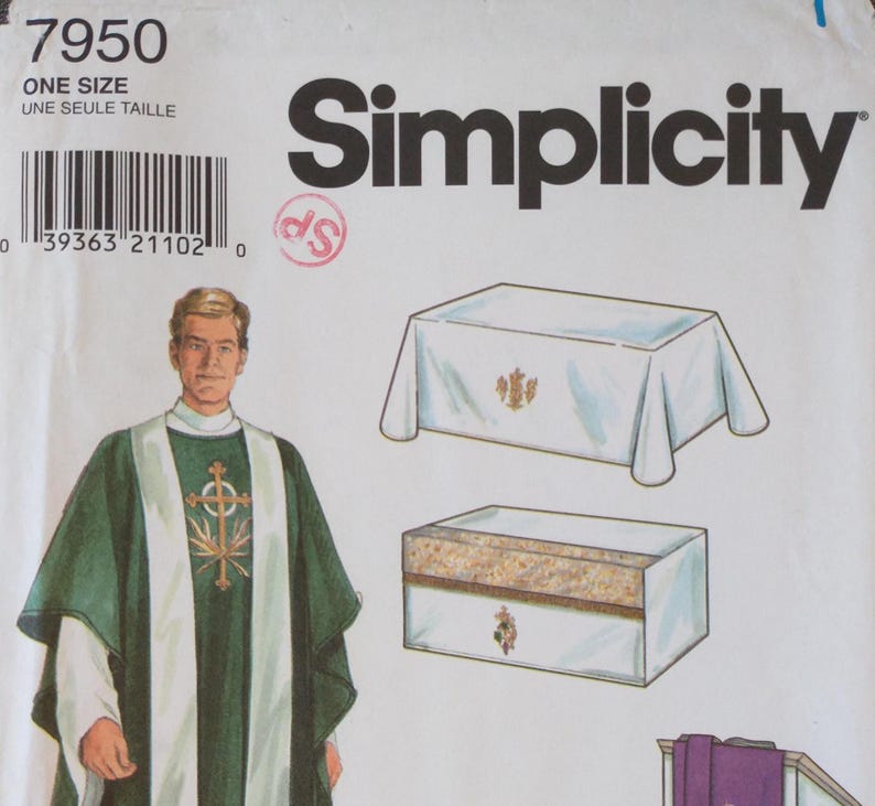 VINTAGE Men's Vestments Pattern, Altar Cloths Pattern, Simplicity 7950 ...