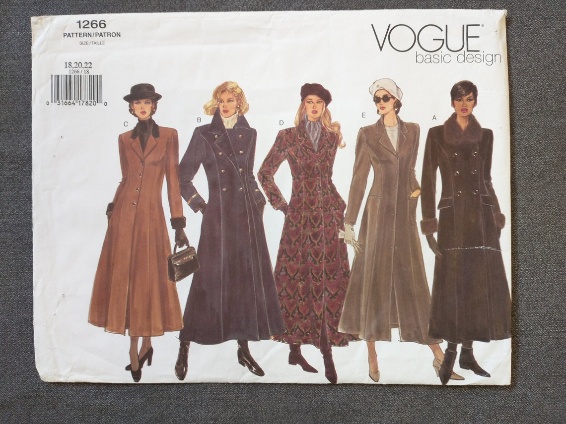 Vintage Misses' Vogue 1266 Pattern, Vogue Basic Design, Misses' Coat ...