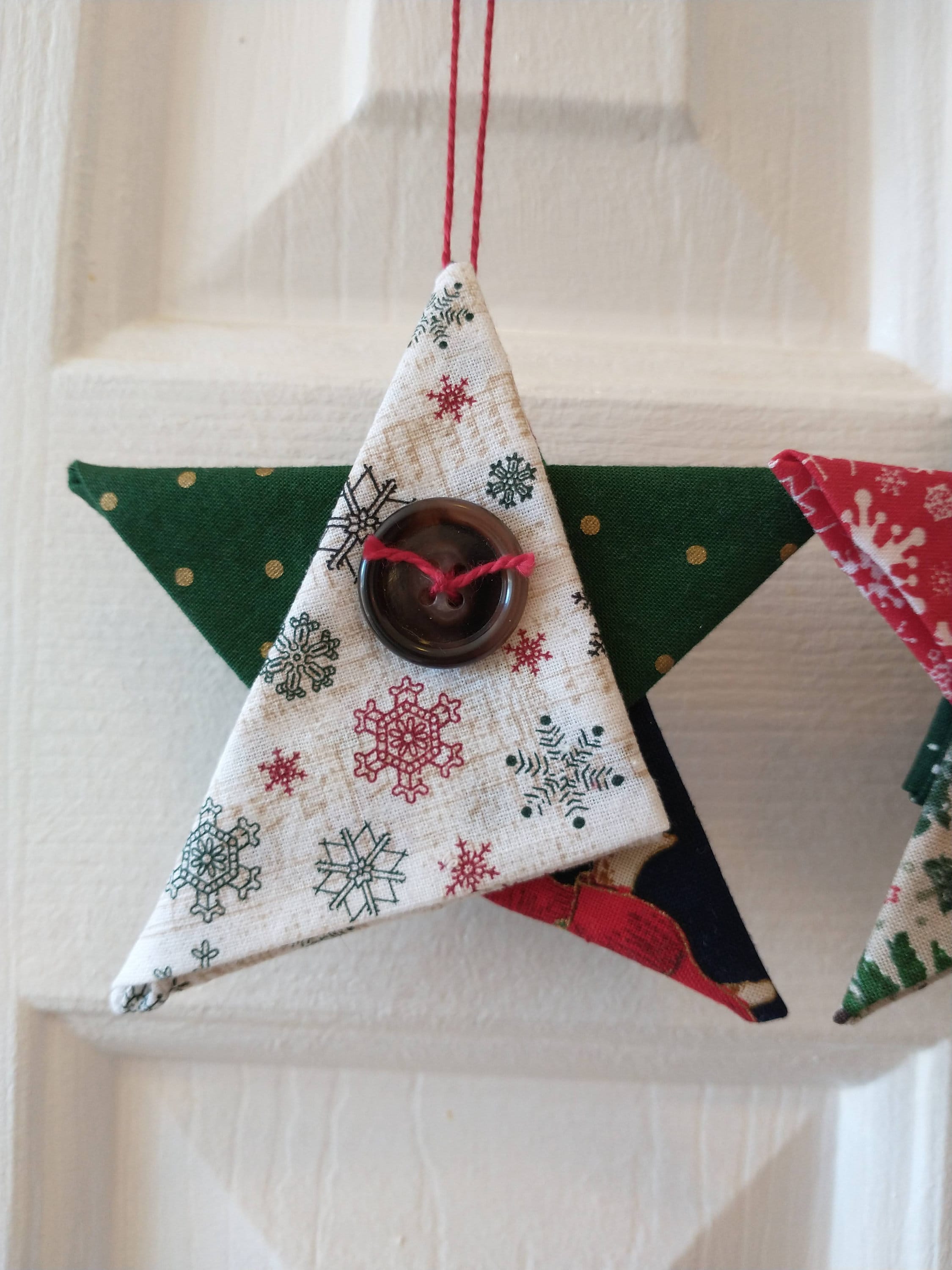 Handmade Folded Fabric Star Christmas Tree Ornament, 5 Pointed Star ...