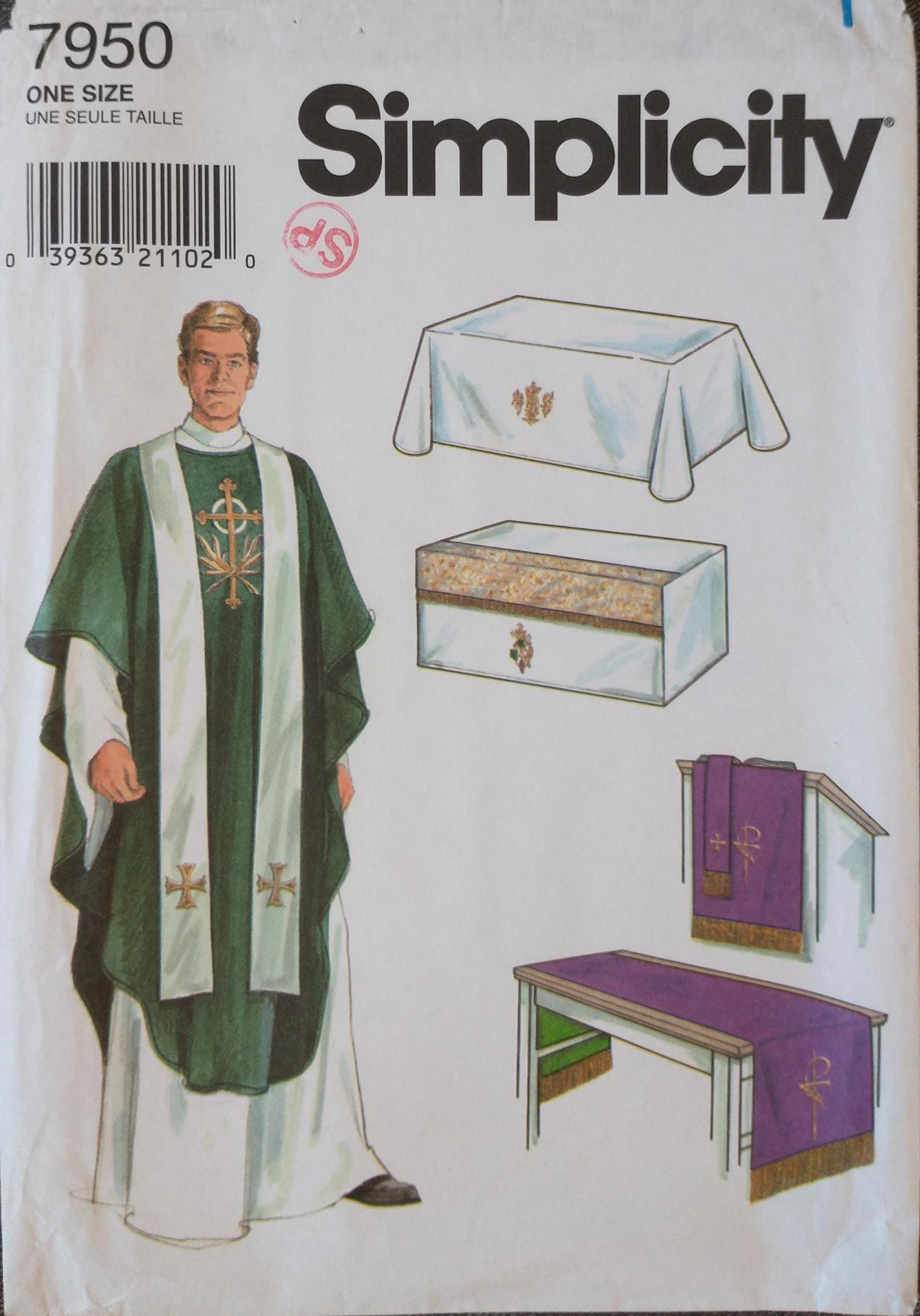 VINTAGE Men's Vestments Pattern, Altar Cloths Pattern, Simplicity 7950 ...