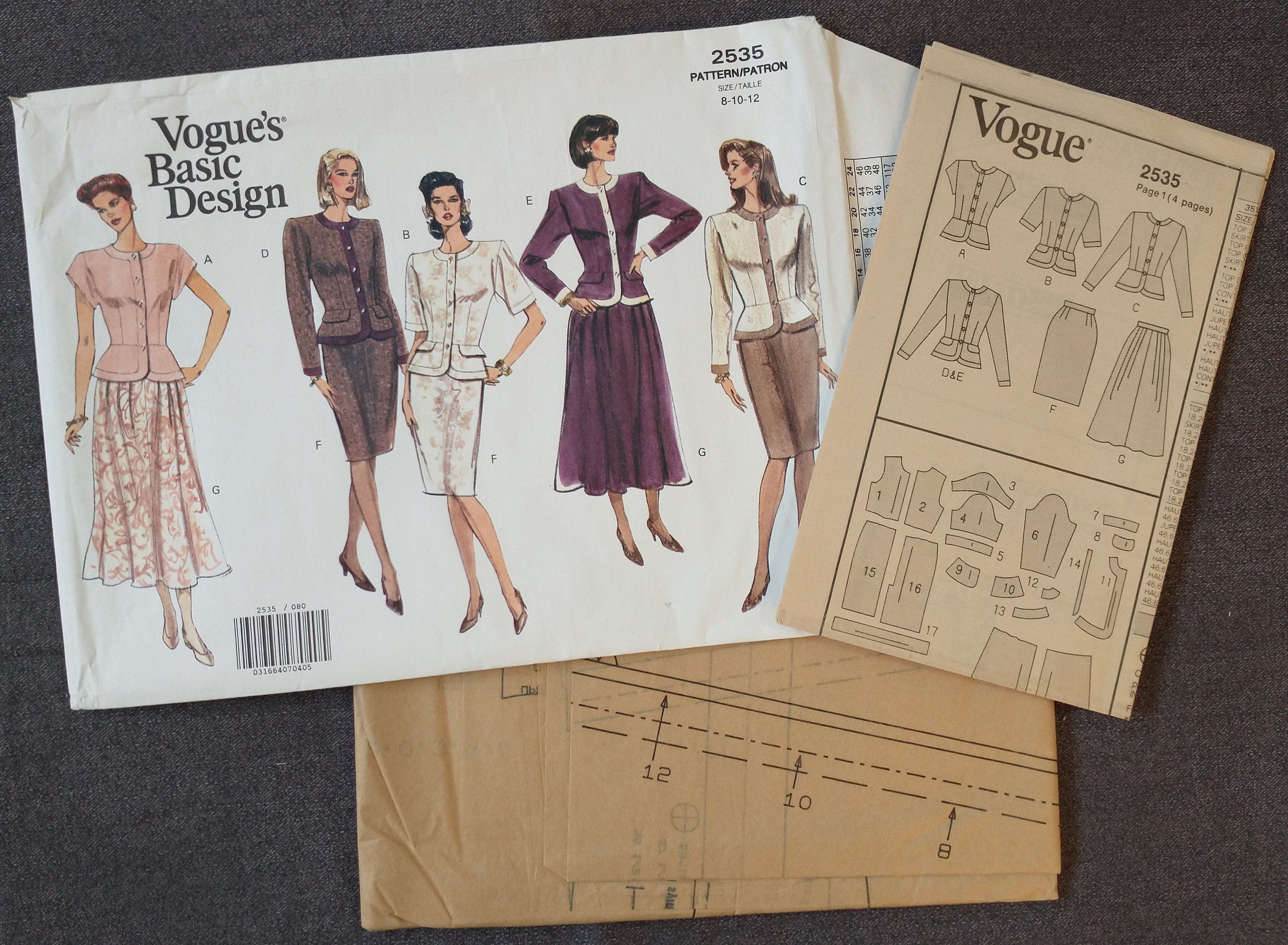 VINTAGE Misses' Top and Skirt Pattern, Vogue's Basic Design, Vogue 2535 ...