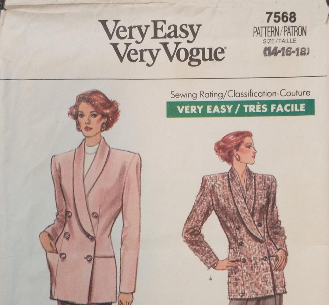Vintage Misses' Jacket, Skirt & Pants Pattern, Vogue 7568, Very Easy ...