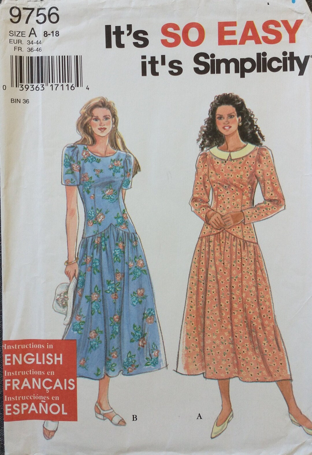 VINTAGE Simplicity Pattern 9756, Misses'/misses' Petite Dress Pattern ...