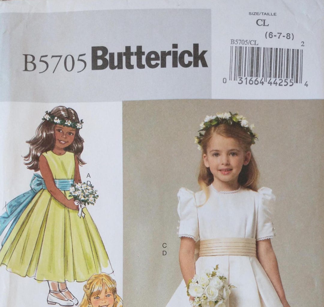 Rare Butterick 5705 Girl's Dress Pattern: Royal Wedding Flower Girl ...