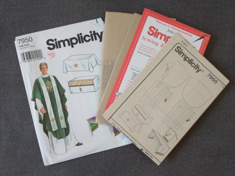 VINTAGE Men's Vestments Pattern, Altar Cloths Pattern, Simplicity 7950 ...