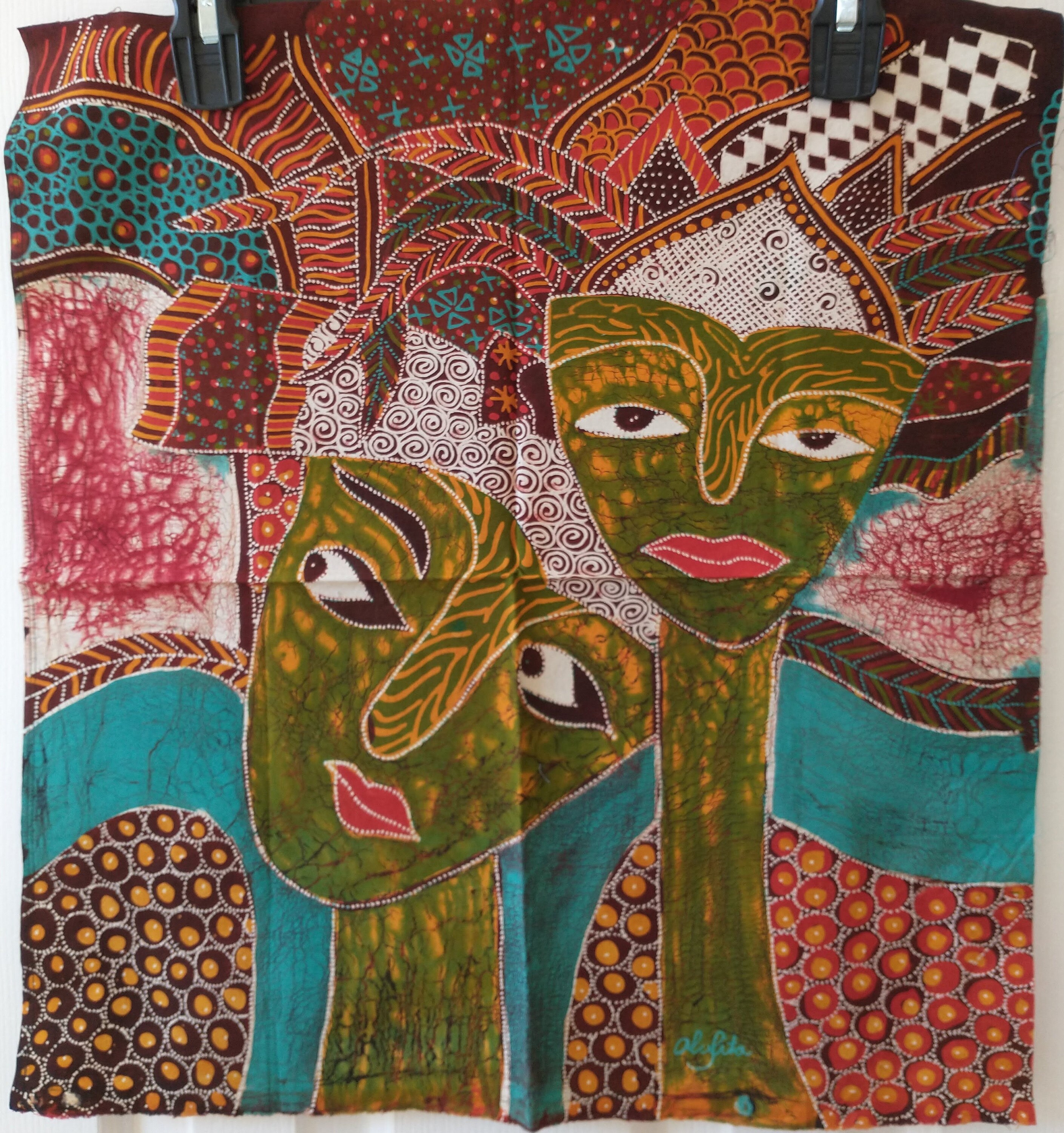 Vintage Batik Fabric Art Panels, 18"x18" Panels, Signed Art Fabric ...