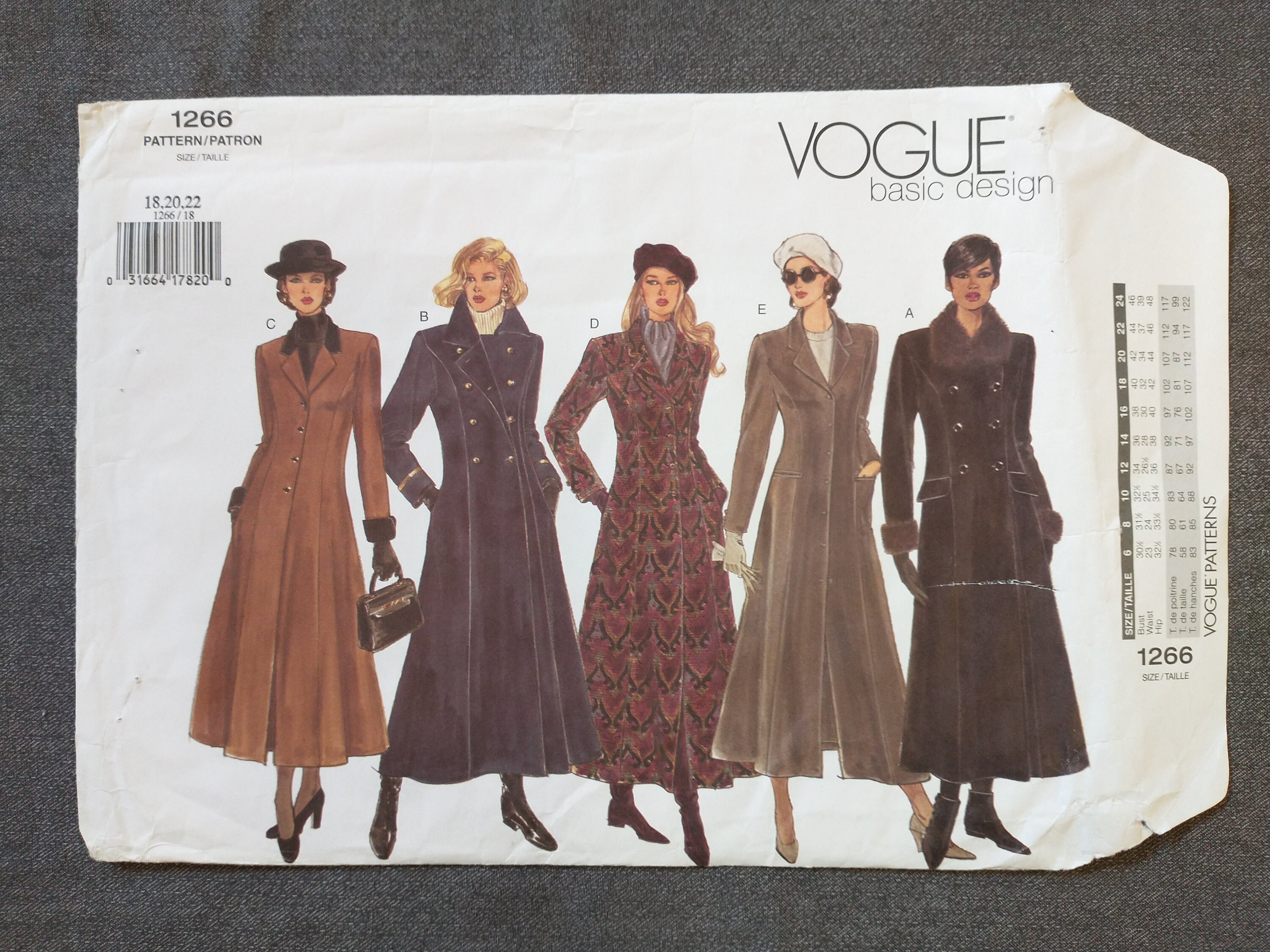 Vintage Misses' Vogue 1266 Pattern, Vogue Basic Design, Misses' Coat ...