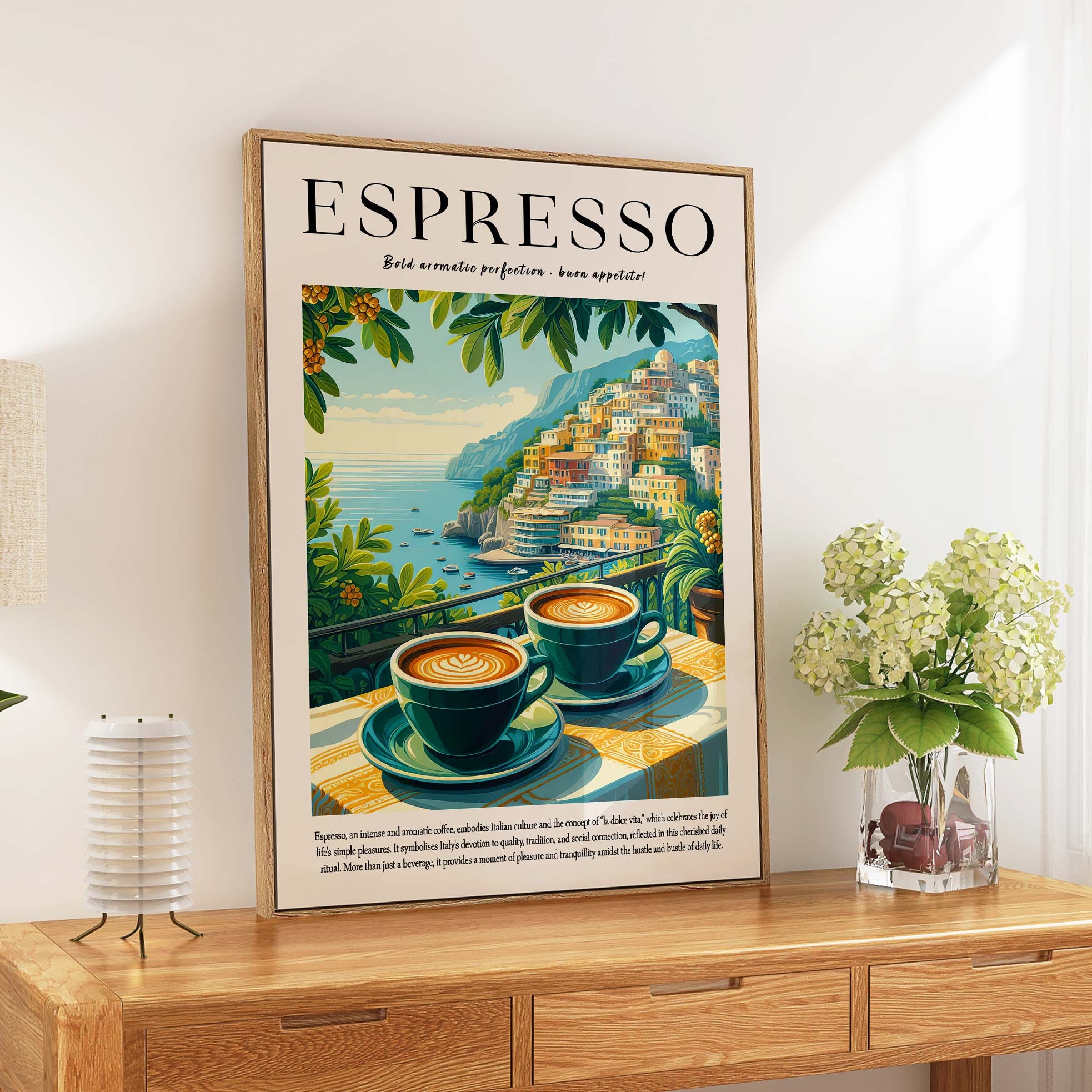 Espresso Coffee Print, Italian Drink Poster, Colourful Retro Kitchen ...