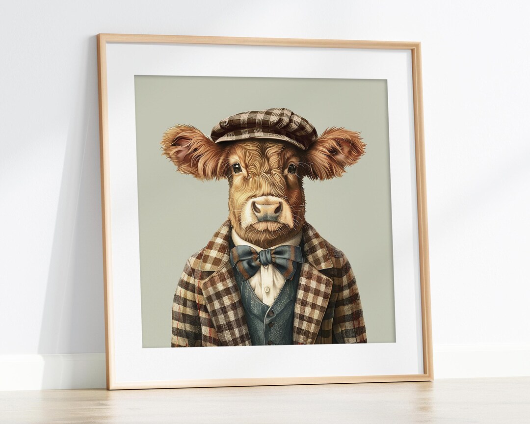 Vintage Highland Cow Print, Farmhouse Gallery Wall Art, Original Art ...