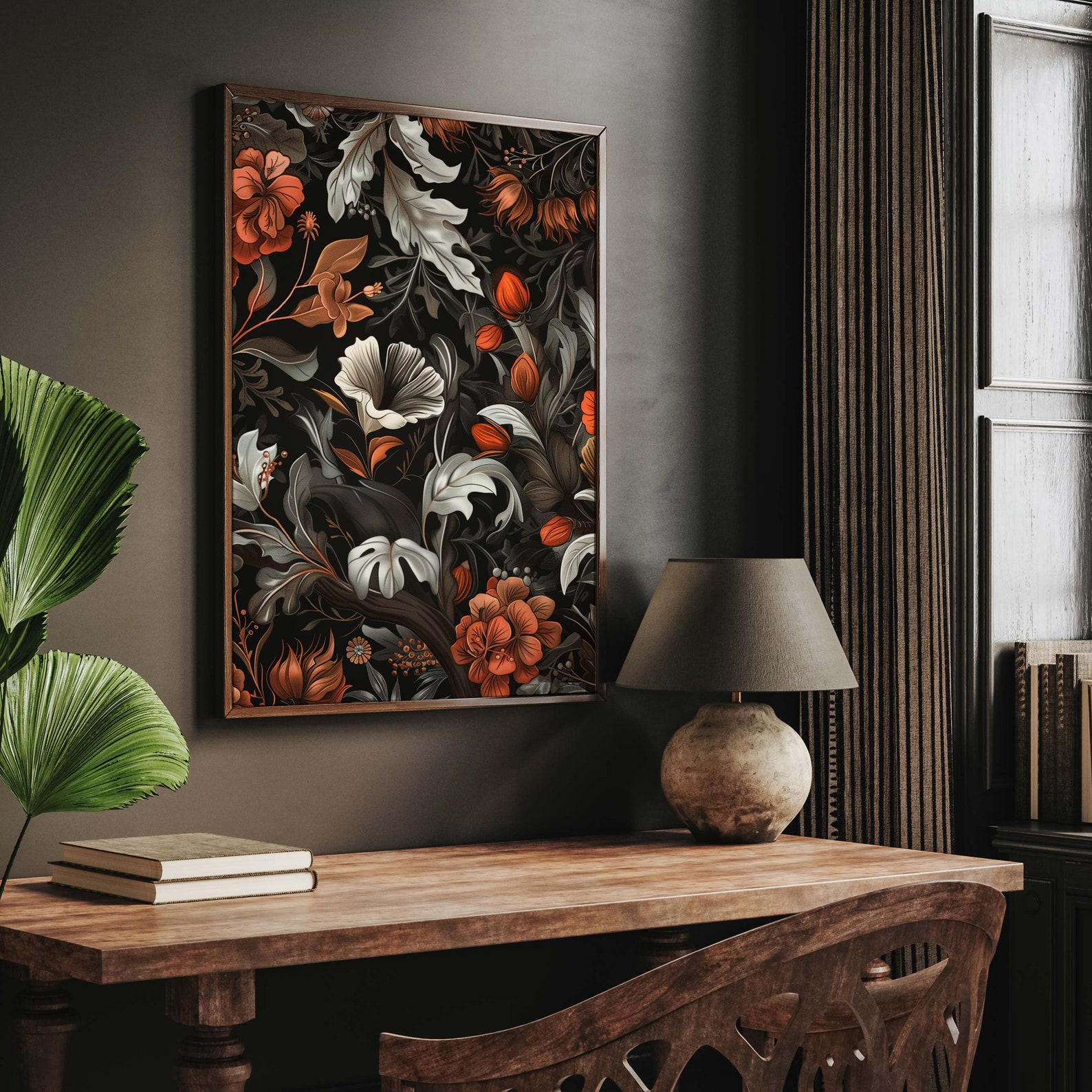 Dark Moody Flower Print, Cottagecore Aesthetic Gallery Wall Art, Bold ...