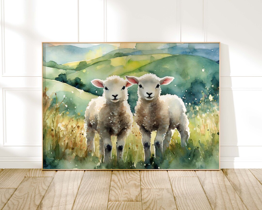 Sheep Watercolour Painting, Farming Animal Print, Cottagecore Farmhouse ...