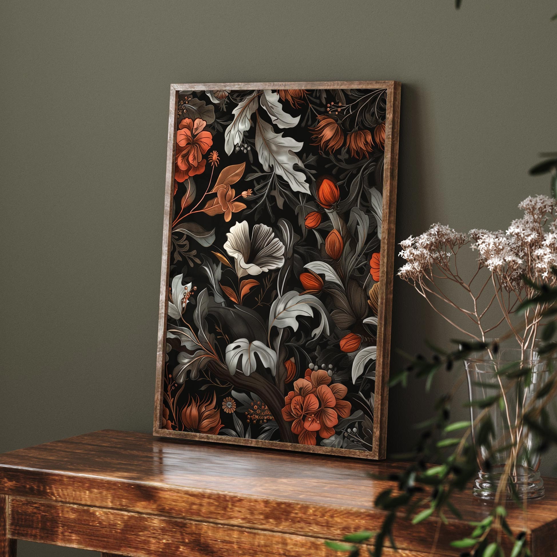 Dark Moody Flower Print, Cottagecore Aesthetic Gallery Wall Art, Bold ...