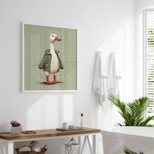 Silly Goose Wall Art, Cute Goose Poster, Sage Green Nursery Decor, Farm ...
