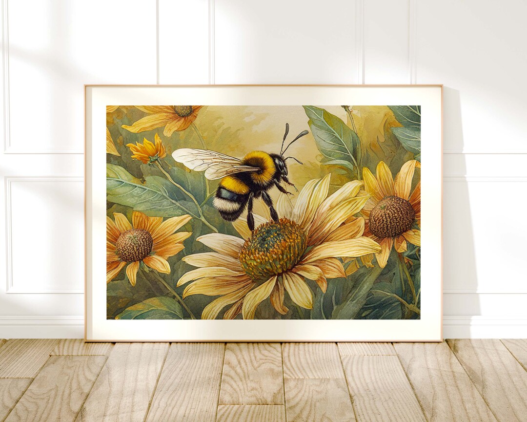William Morris Style Bee Print, Vintage Botanical Wildlife Insects Art ...