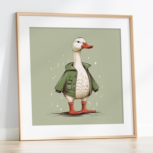 Silly Goose Wall Art, Cute Goose Poster, Sage Green Nursery Decor, Farm ...