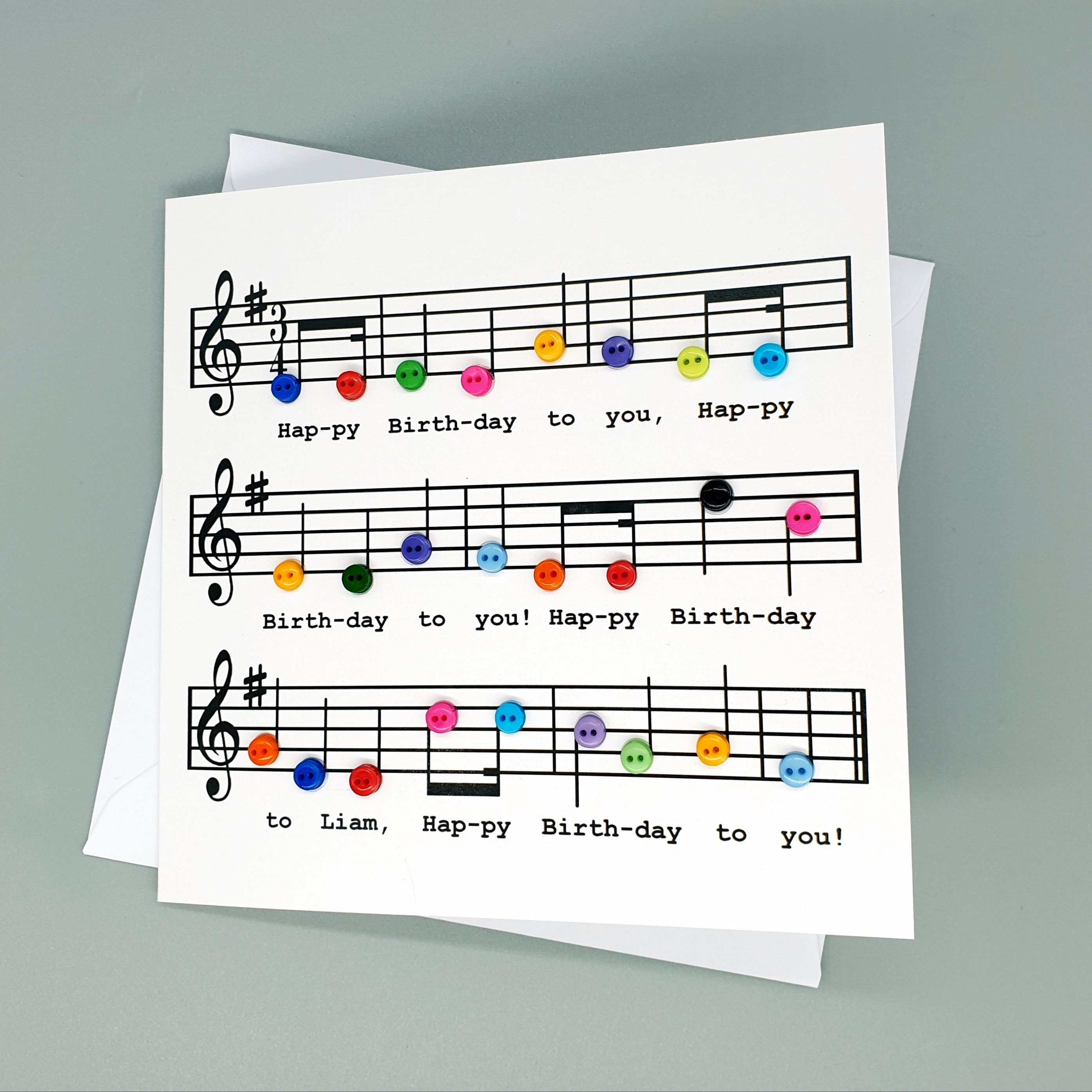 Handmade & Personalised Birthday Piano Notes, Music Notes, Music Staff ...