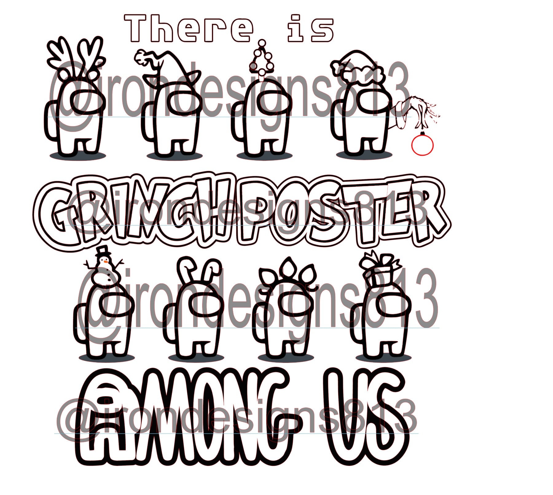 Among Us Grinch Sus Christmas COLORING Version DIGITAL PNG - Etsy