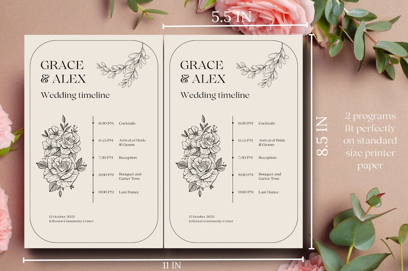 Wedding Program Template Download, Wedding Timeline Template, Simple, Elegant, Minimal, Boho ...