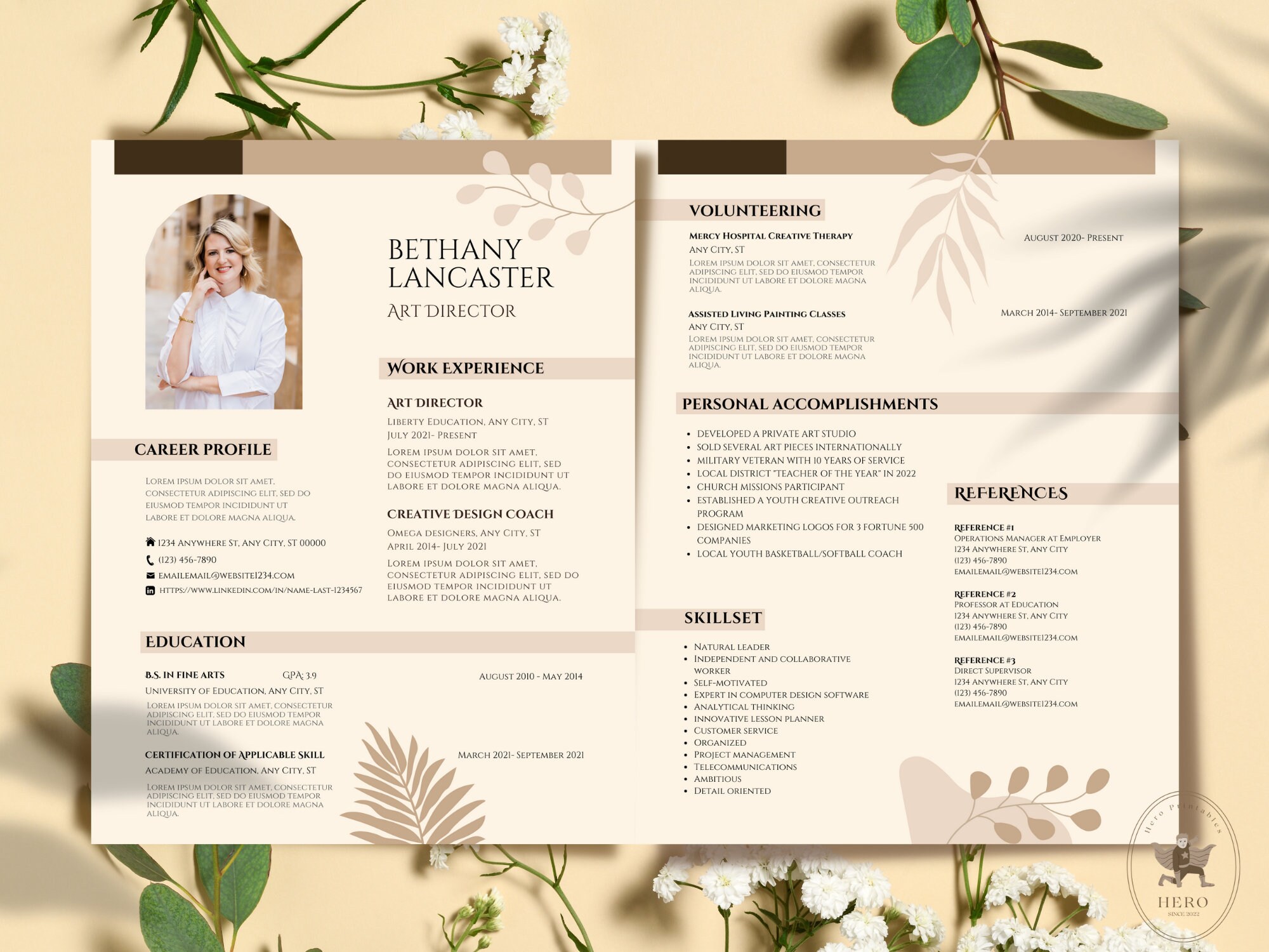 Resume Template With Photo. Earthy, Boho, Warm, With Professional ...
