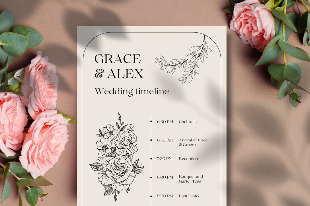 Wedding Program Template Download, Wedding Timeline Template, Simple ...