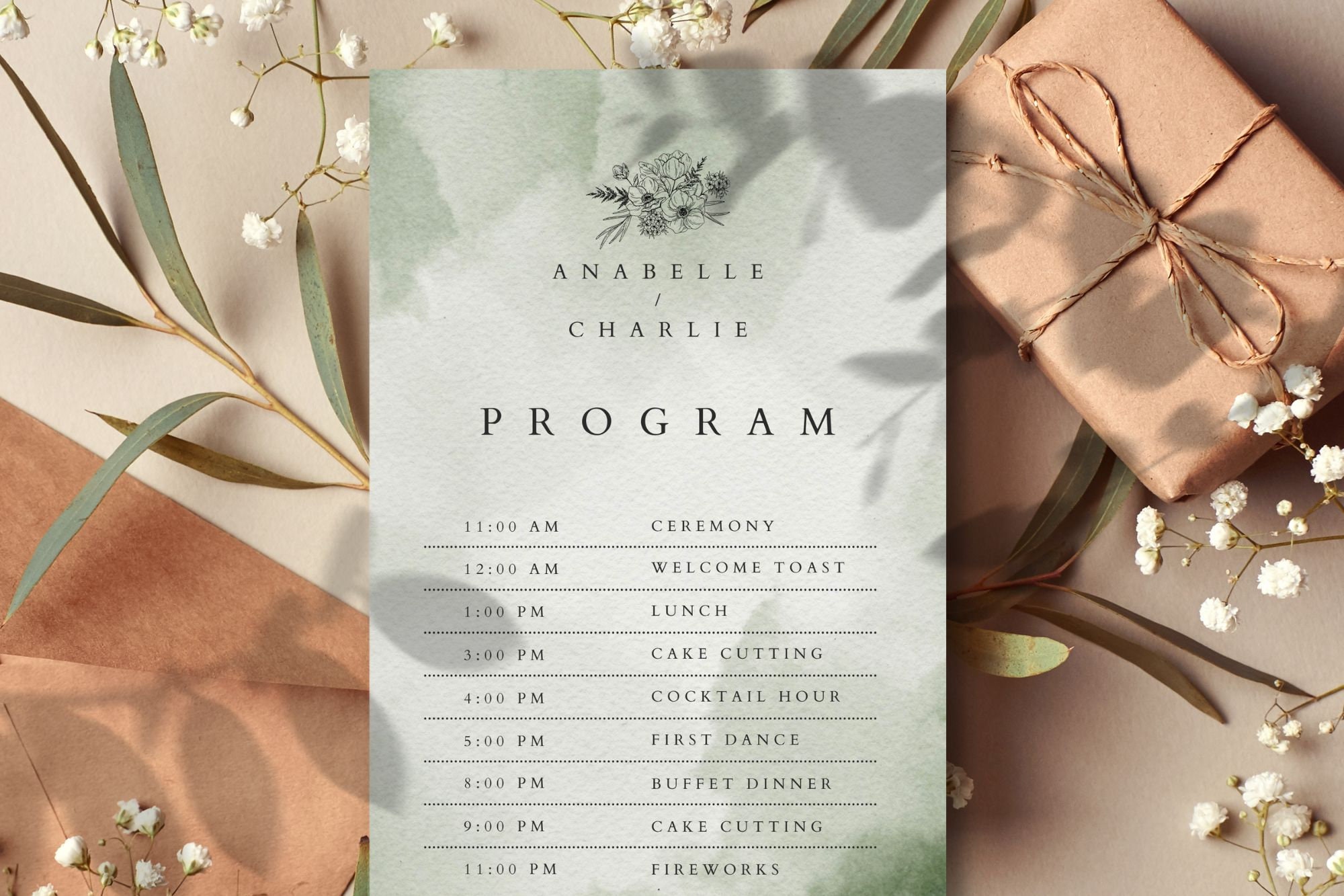 Wedding Program Template Download, Wedding Timeline Template, Simple ...
