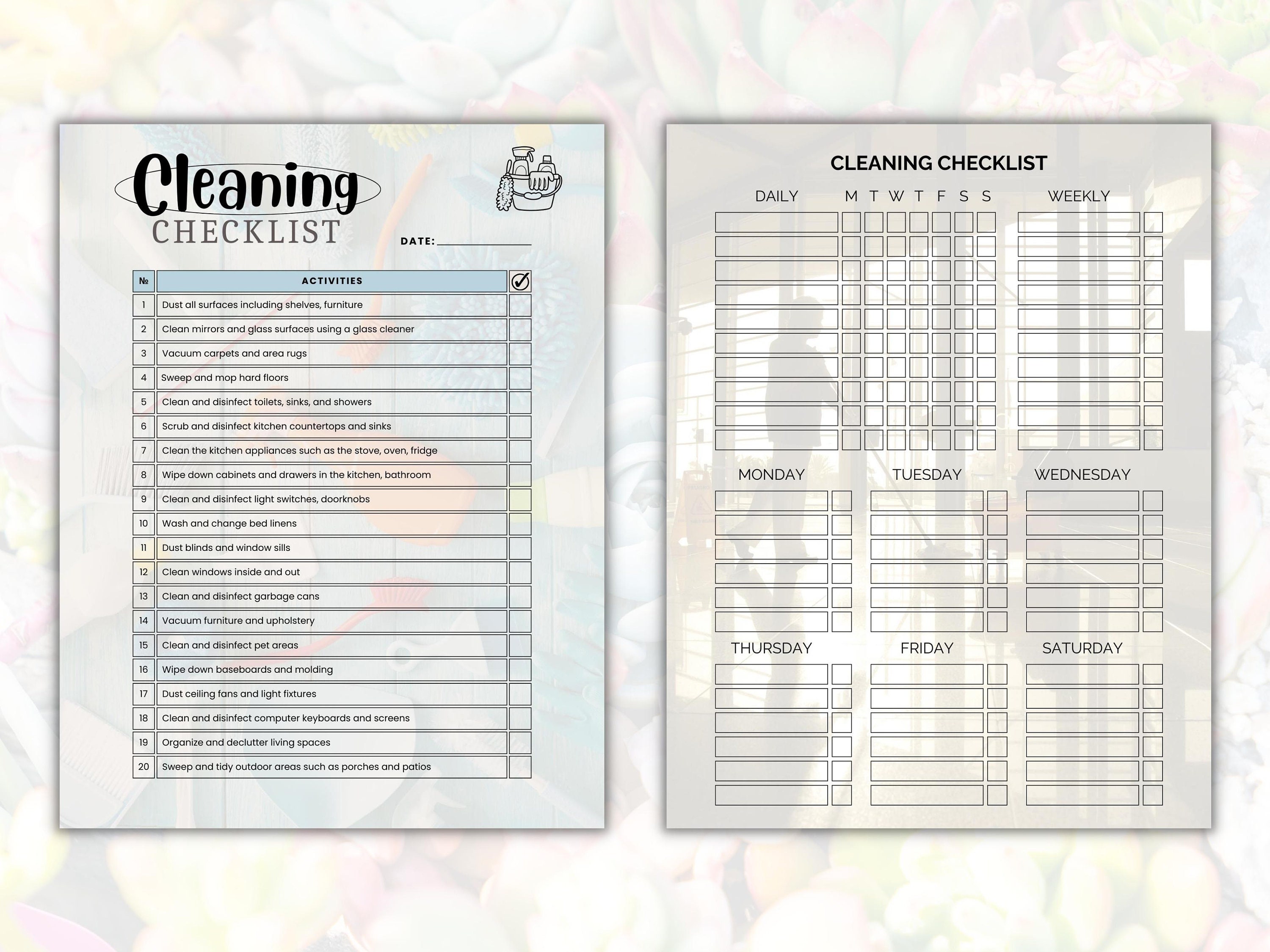 Cleaning Checklist, Cleaning Schedule, Chore Chart, Digital Download ...