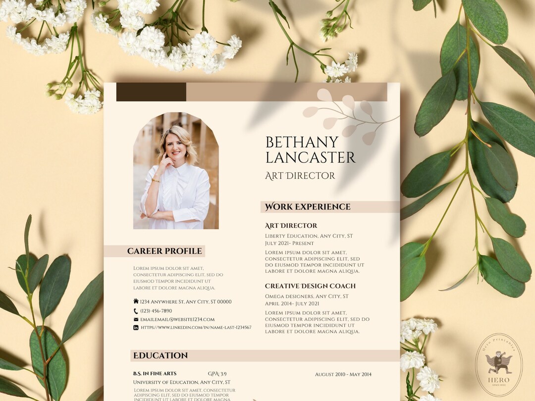 Resume Template With Photo. Earthy, Boho, Warm, With Professional ...