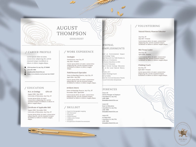 College Resume Template, Topography, Simple, Professional, CV Template ...