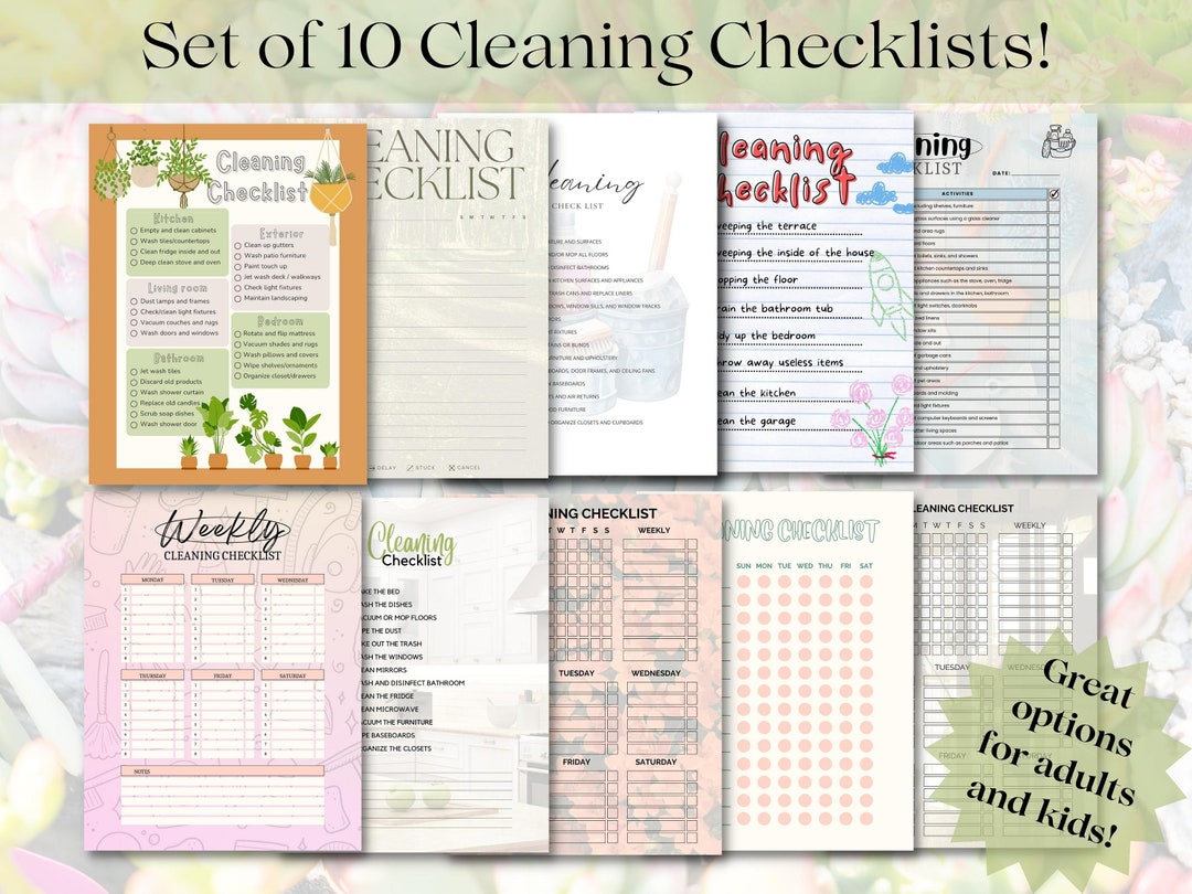 Cleaning Checklist, Cleaning Schedule, Chore Chart, Digital Download ...